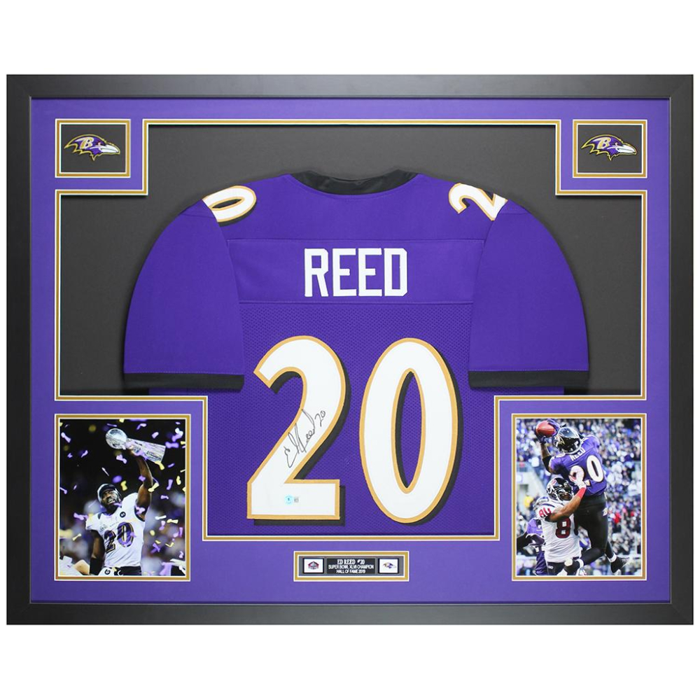Ed Reed Signed Custom Framed Jersey Display (Beckett) | Pristine Auction
