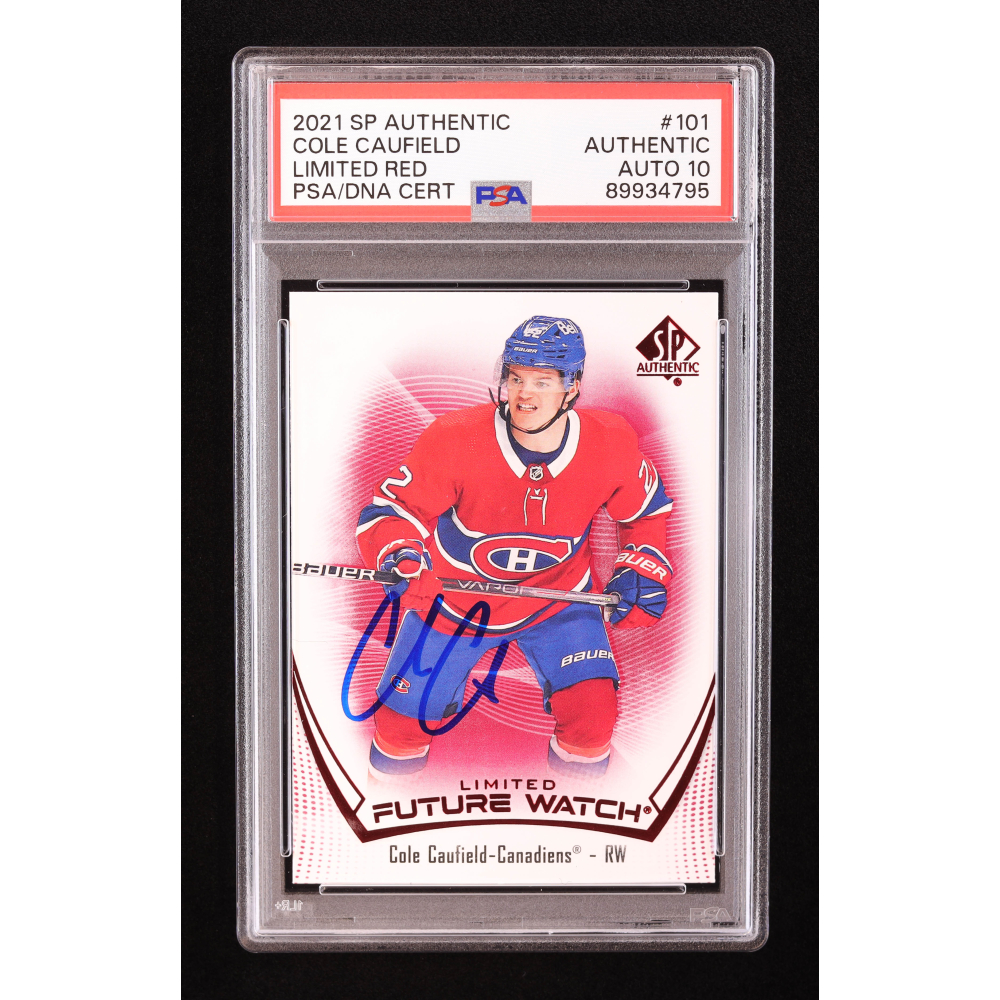 Cole Caufield Signed 2021-22 SP Authentic Limited Red #101 FW RC (PSA ...