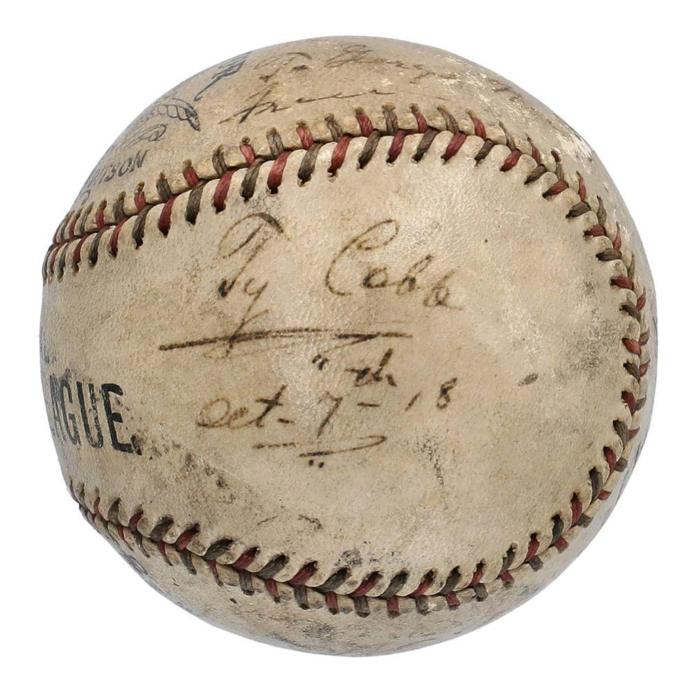 Ty Cobb & Nick Altrock Signed Baseball Inscribed "Oct. 7th 18" (Beckett ...