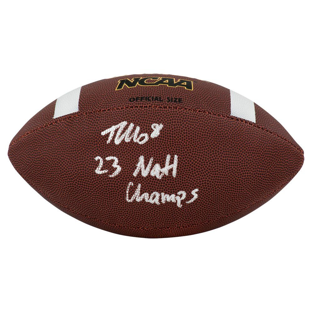 Tyler Morris Signed NCAA Football Inscribed "23 Nat'l Champs" (Schwartz ...