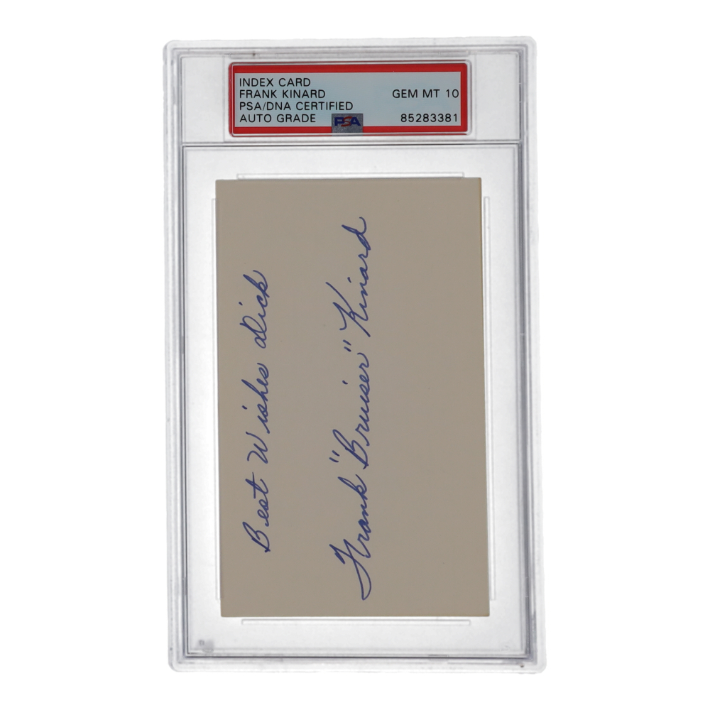 Frank "Bruiser" Kinard Signed Index Card Inscribed "Best Wishes" (PSA ...