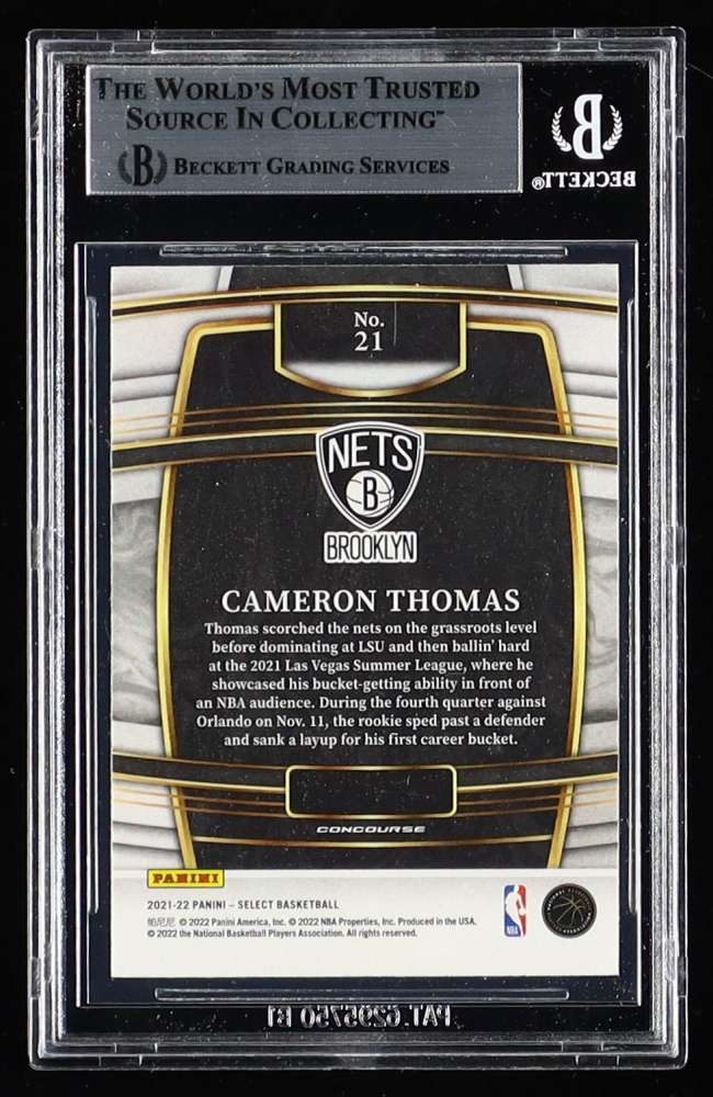 Cameron Thomas Signed 2021-22 Select #21 RC (BGS) | Pristine Auction