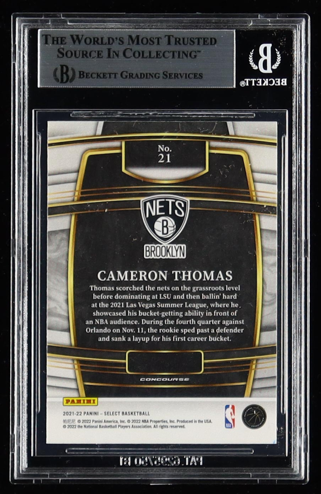 Cameron Thomas Signed 2021-22 Select Blue #21 RC (BGS) | Pristine Auction