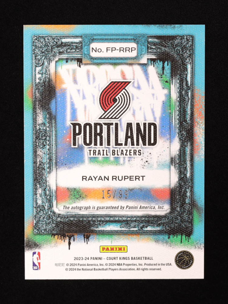 Rayan Rupert 2023-24 Court Kings Fresh Paint Autographs Ruby #30 RC #15 ...