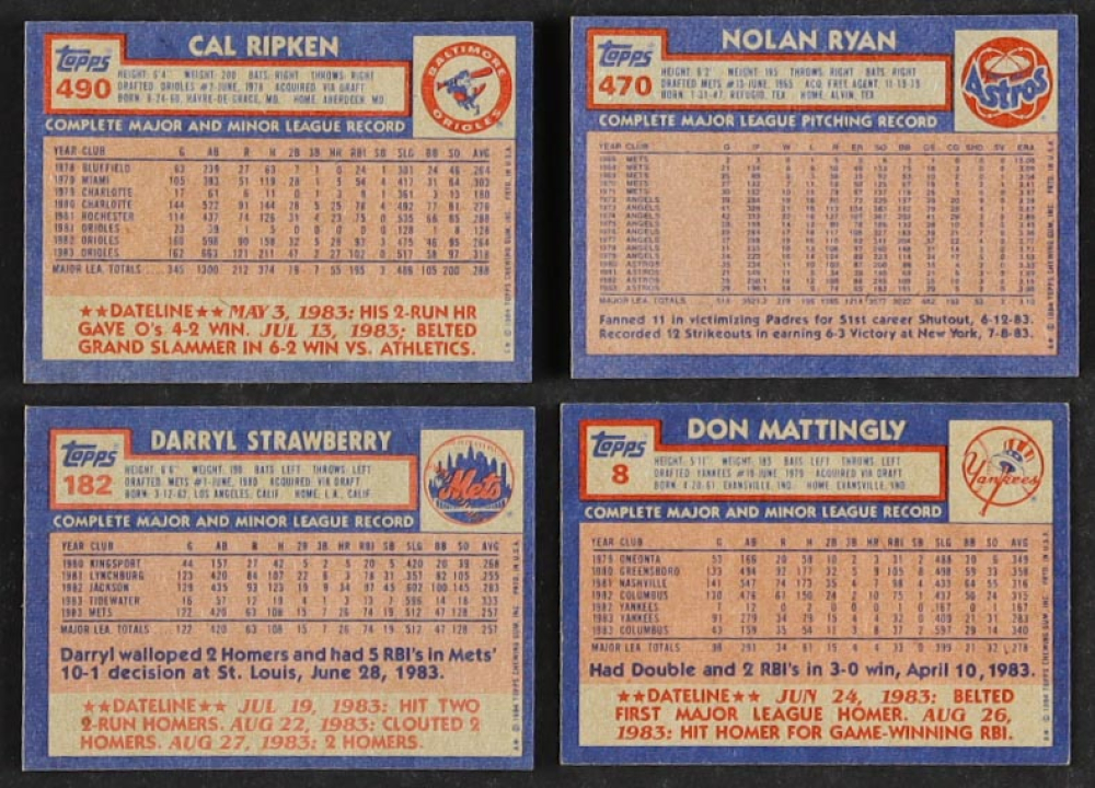 1984 Topps Baseball Complete Set of (792) Cards with Don Mattingly #8 ...
