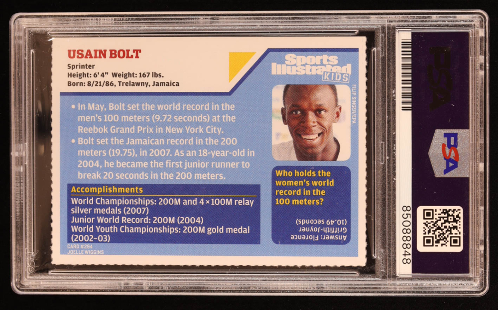 Usain Bolt Signed 2008 Sports Illustrated for Kids #294 / Track (PSA ...