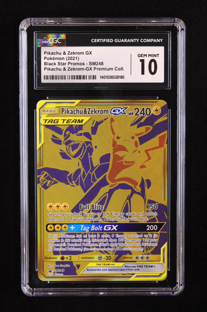 Pikachu & Zekrom Tag Team GX 2016-21 Pokemon Sun and Moon Black Star Promos #SM248 (CGC 10 ...