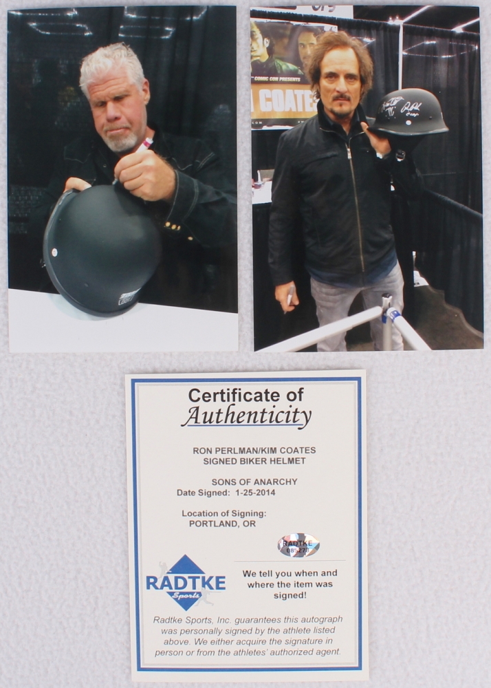 Ron Perlman & Kim Coates Signed "Sons of Anarchy" Biker Helmet ...