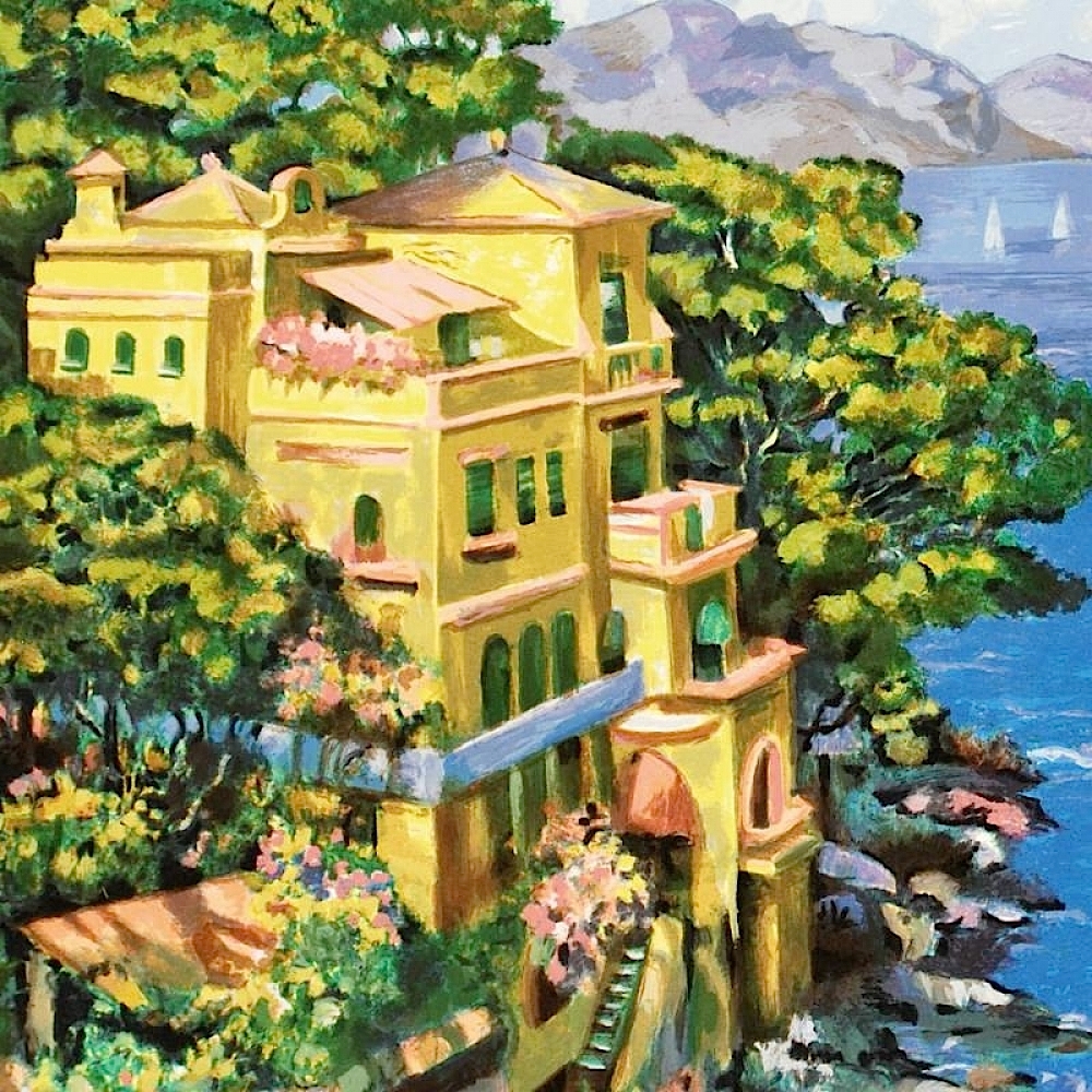 Howard Behrens "Villa Portofino" Signed Limited Edition 23" x 20.5 ...