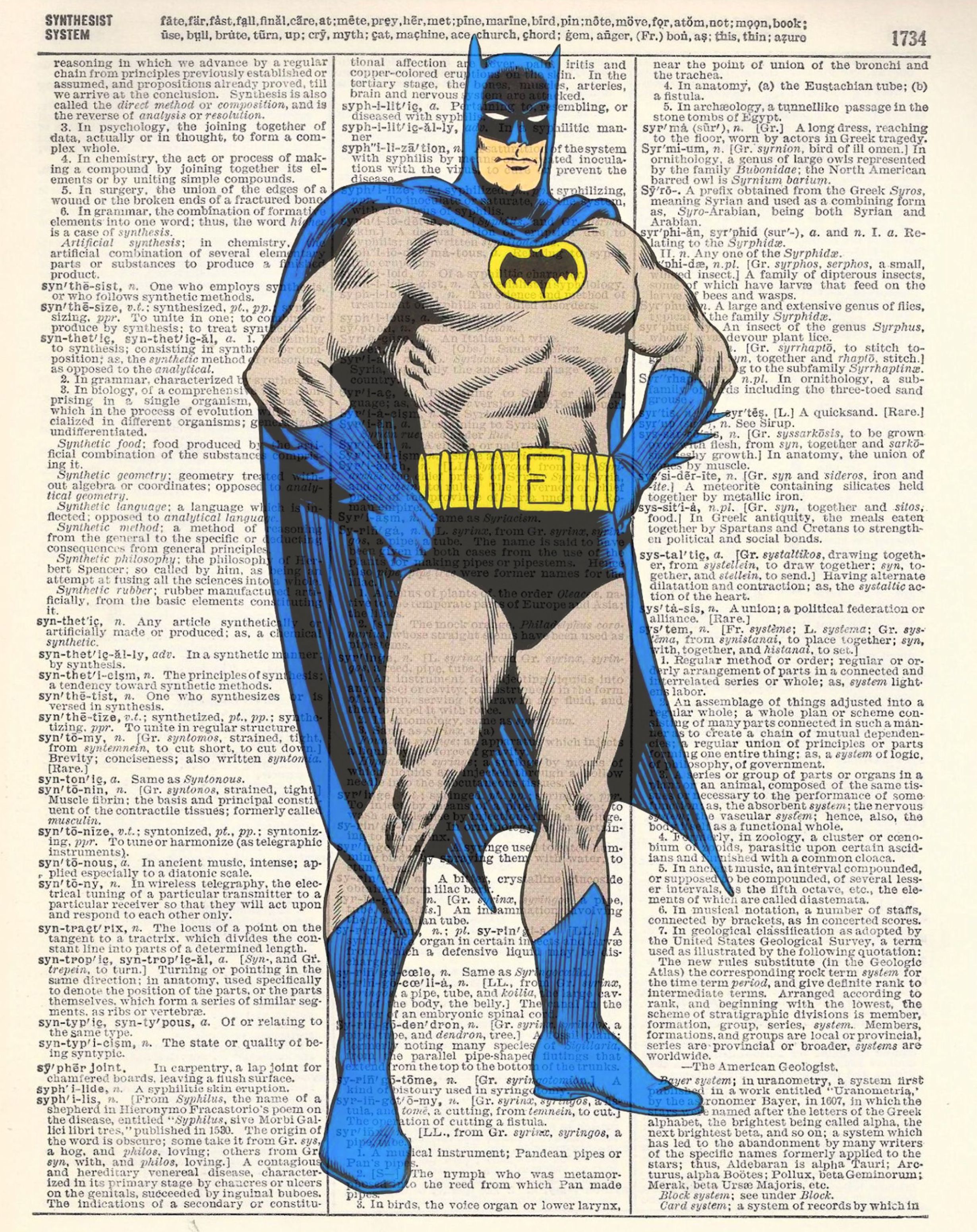 "Batman" Unique Original Antique Dictionary Page Art Print | Pristine ...