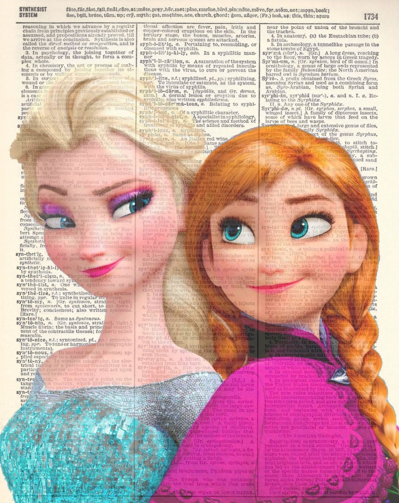Elsa & Anna "Frozen" Walt Disney Unique Original Antique Dictionary ...