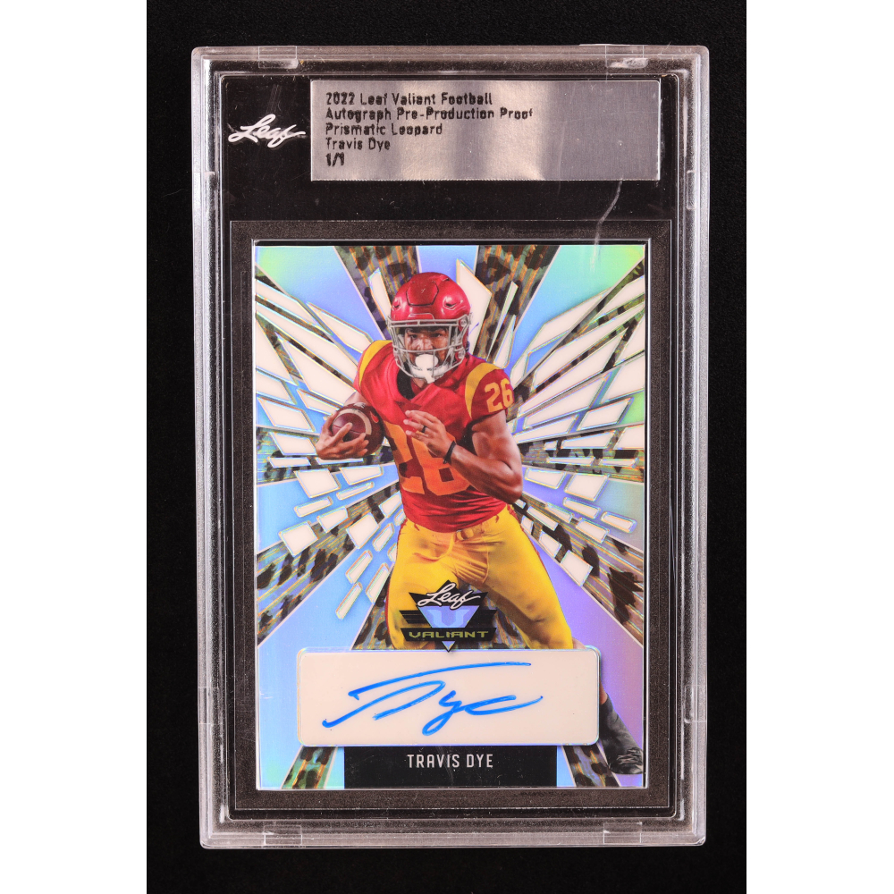 Travis Dye 2022 Leaf Valiant Football Autograph Pre-Production Proof ...