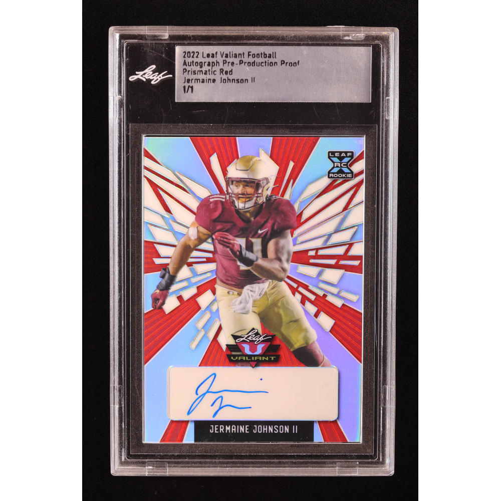 Jermaine Johnson II 2022 Leaf Valiant Football Autograph Pre-Production ...
