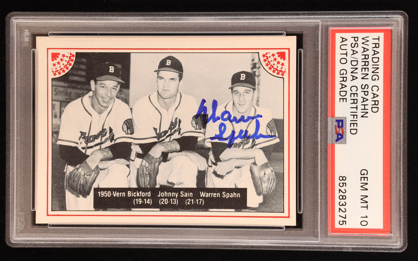 Warren Spahn Signed 1983 ASA Warren Spahn #4 (PSA | Auto Grade 10 ...