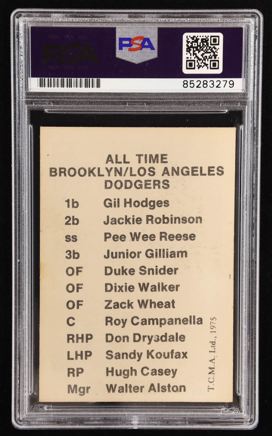 Pee Wee Reese Signed 1975 Dodgers All-Time TCMA #8 (PSA | Auto Grade 10 ...