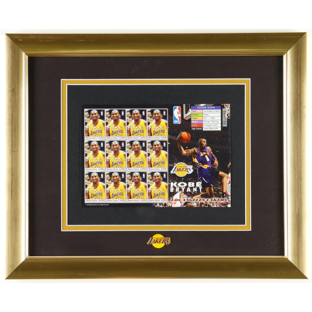 Kobe Bryant Full Uncut Postage Stamp Sheet Custom Framed Display with ...