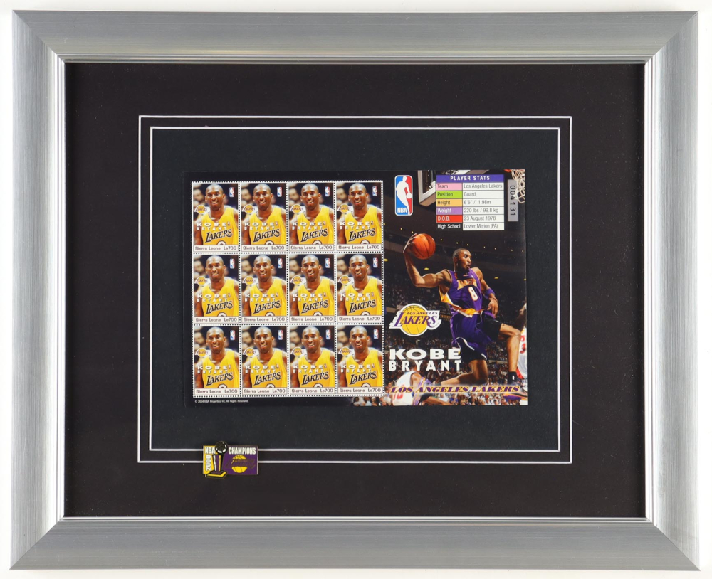 Kobe Bryant Full Uncut Postage Stamp Sheet Custom Framed Display with ...