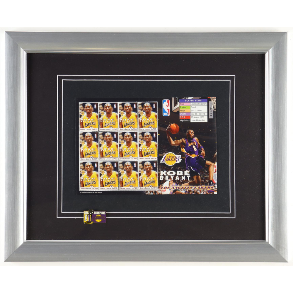 Kobe Bryant Full Uncut Postage Stamp Sheet Custom Framed Display with ...