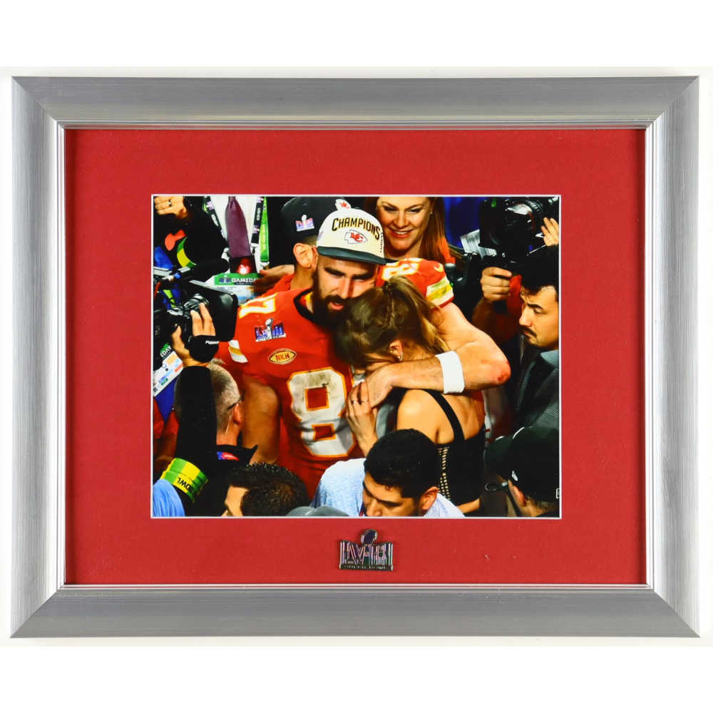 Travis Kelce & Taylor Swift Chiefs Custom Framed Photo with Official ...