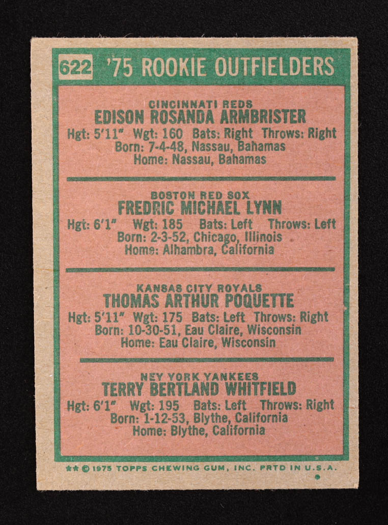 Ed Armbrister / Fred Lynn / Tom Poquette / Terry Whitfield 1975 Topps ...