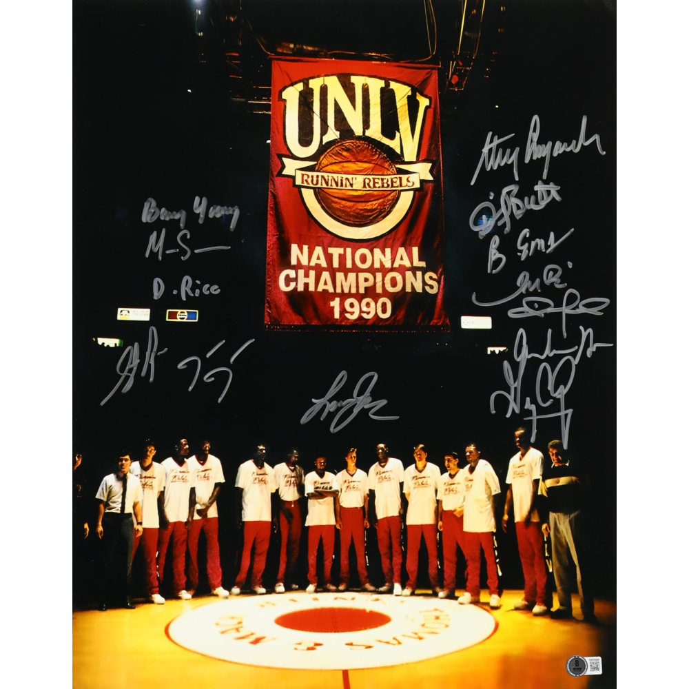 1990 University of Las Vegas Runnin' Rebels 16x20 Photo Signed By (13 ...