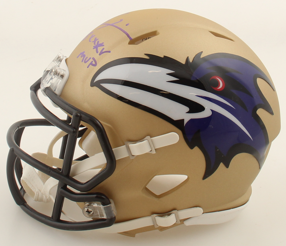 Ray Lewis Signed Ravens Custom Speed Mini Helmet Inscribed "SB XXXV MVP ...