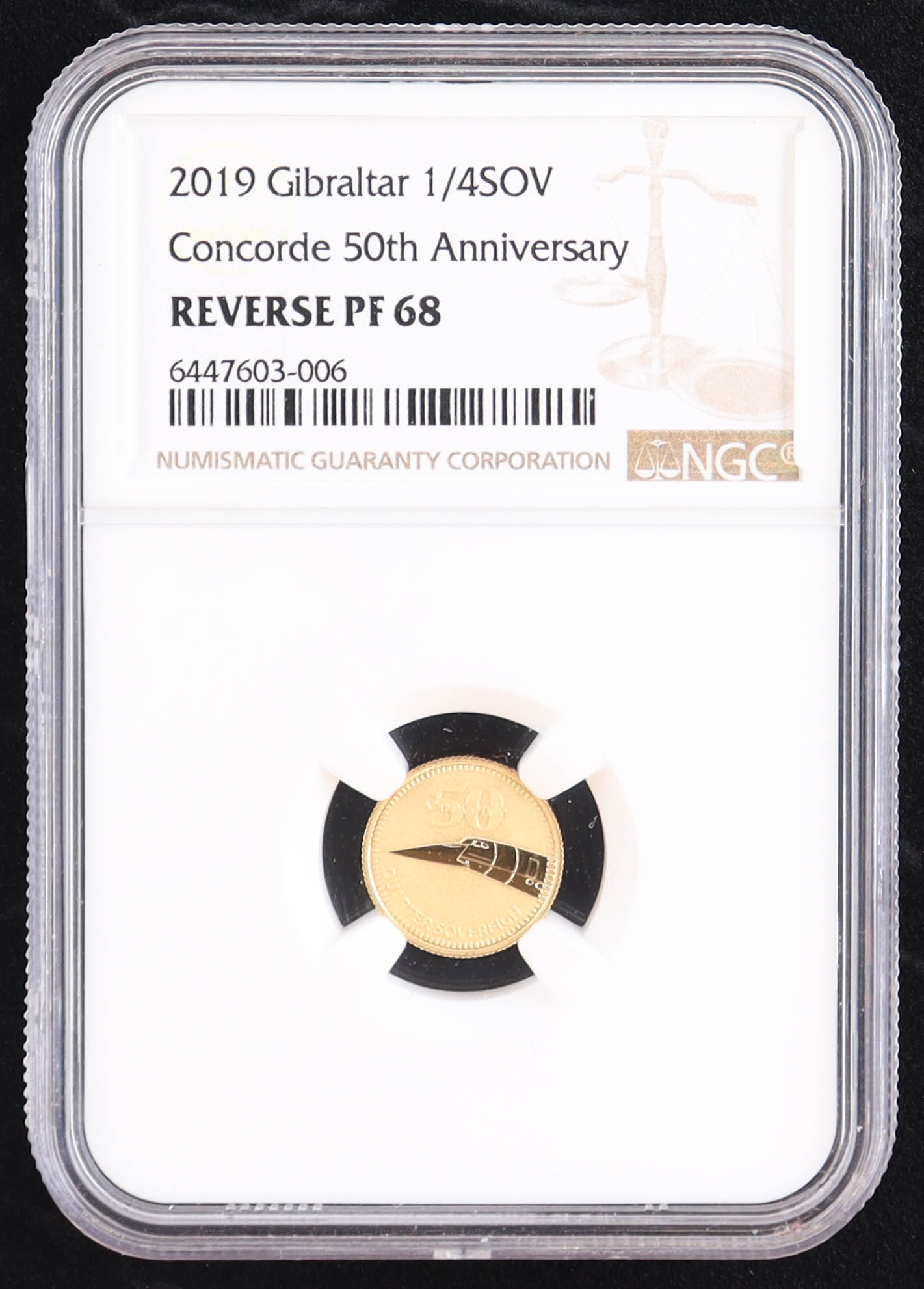 2019 Gibraltar 1/4 Gold Sovereign - Concorde 50th Anniversary (NGC REV ...