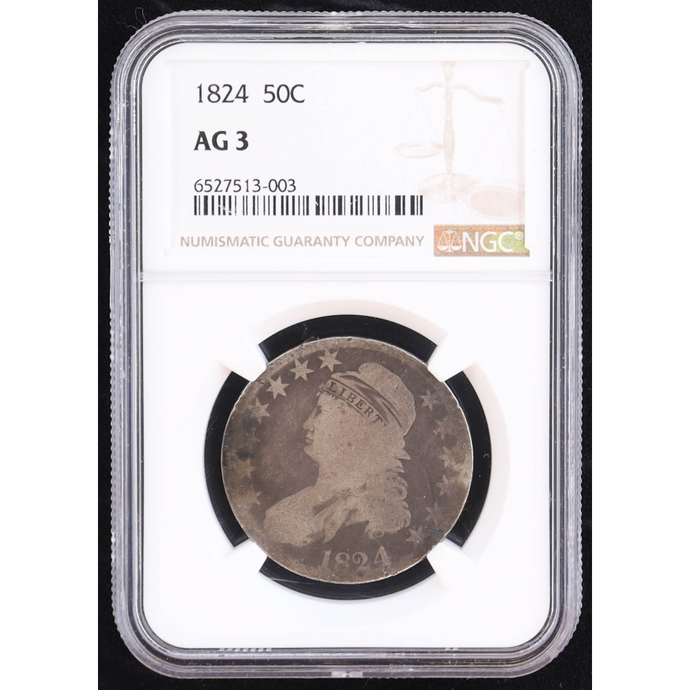 1824 Capped Bust Silver Half Dollar (NGC AG3) | Pristine Auction