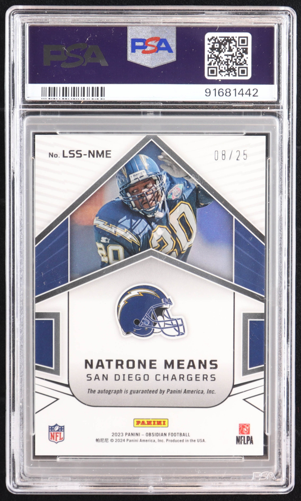 Natrone Means 2023 Panini Obsidian Lightning Strike Signatures Electric ...