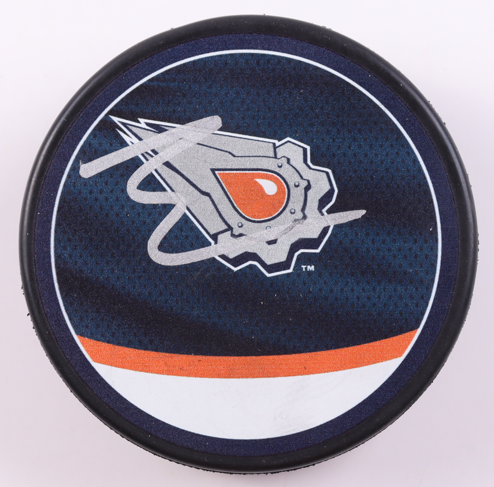 Evan Bouchard Signed Oilers Logo Hockey Puck (JSA) | Pristine Auction