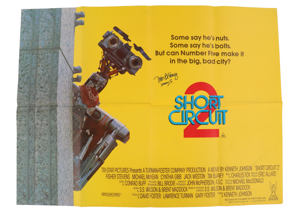 Tim Blaney Signed "Short Circuit 2" 30x40 Movie Poster Inscribed ...