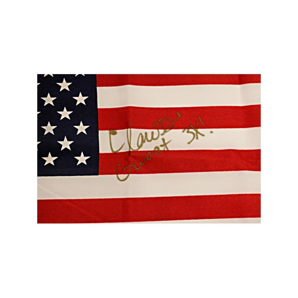 Claressa Shields Signed American Flag Inscribed "3x!" (CX by Steiner ...