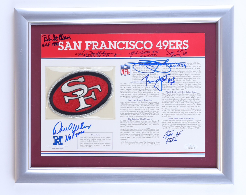 49ers Commemorative Stat Card With Cloth Uniform Patch Custom Framed ...