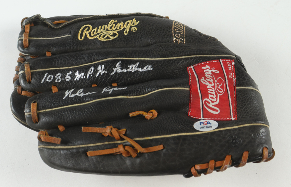 Nolan Ryan Signed Vintage Rawlings Baseball Glove Inscribed "108.5 M.P ...