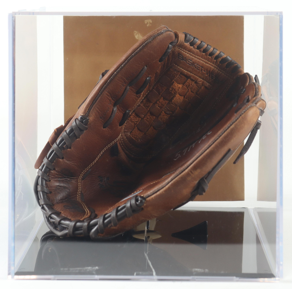 Nolan Ryan Signed Vintage Rawlings Baseball Glove with (3) Career Stat ...