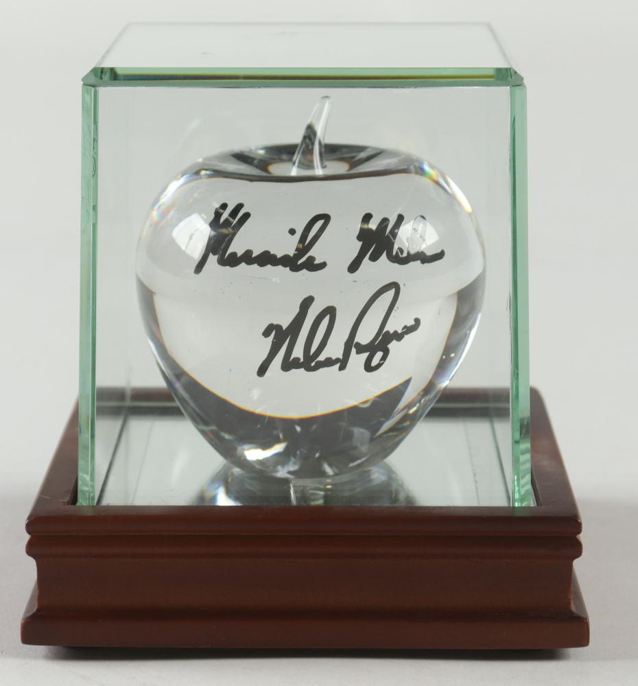 Nolan Ryan Signed Vintage Tiffany Lead Crystal Apple Inscribed "Miracle ...