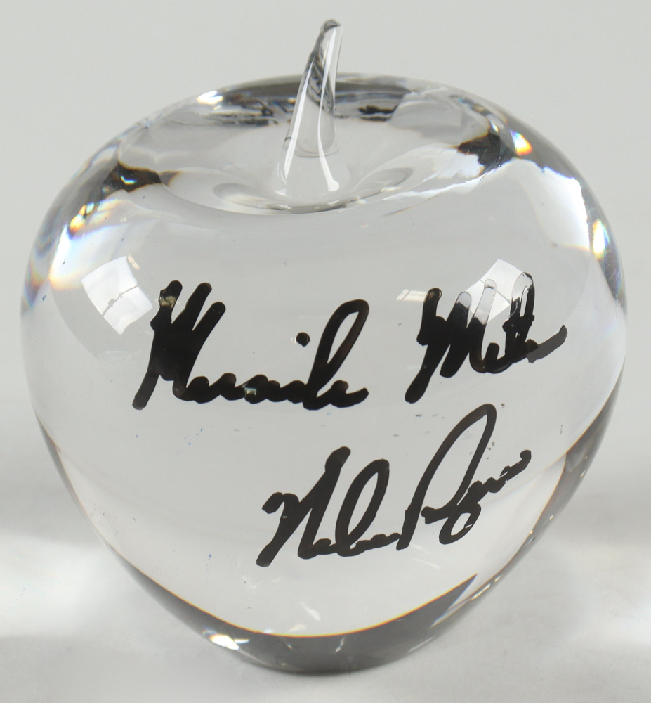 Nolan Ryan Signed Vintage Tiffany Lead Crystal Apple Inscribed "Miracle ...