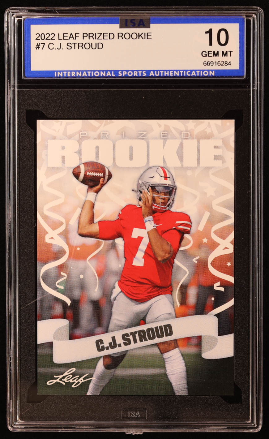 CJ Stroud 2022 Leaf Special Release Prized Rookie #7 RC (ISA 10 ...