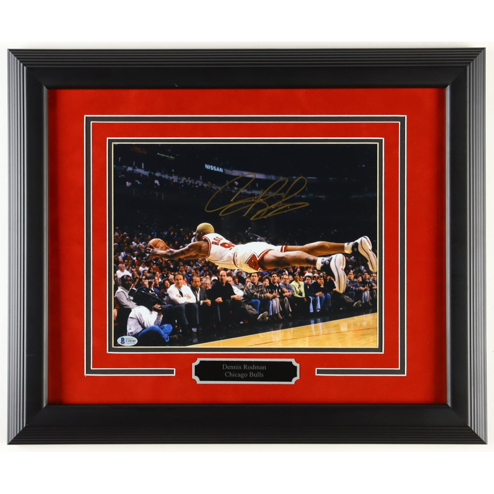 Dennis Rodman Signed Bulls Custom Framed Photo Display (PSA) | Pristine ...