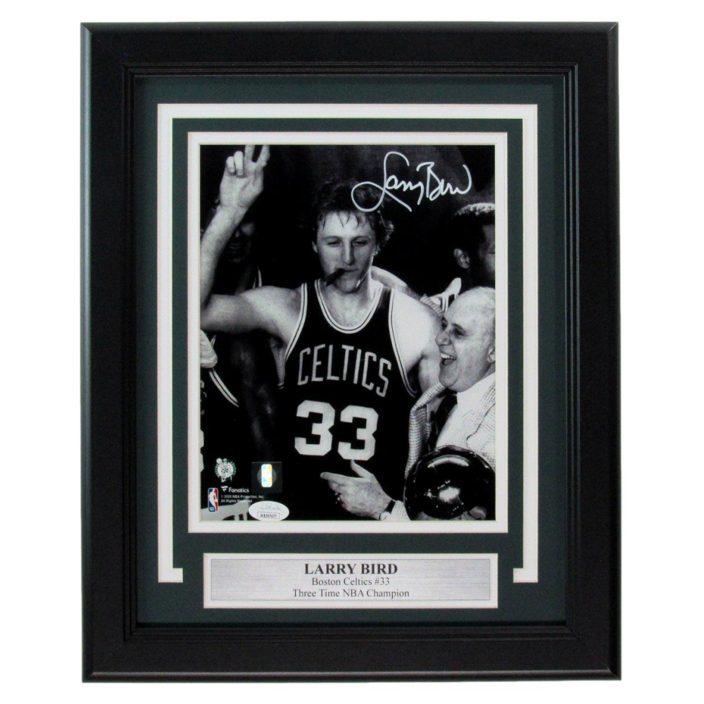 Larry Bird Signed Celtics Custom Framed Photo Display With Name Plaque ...