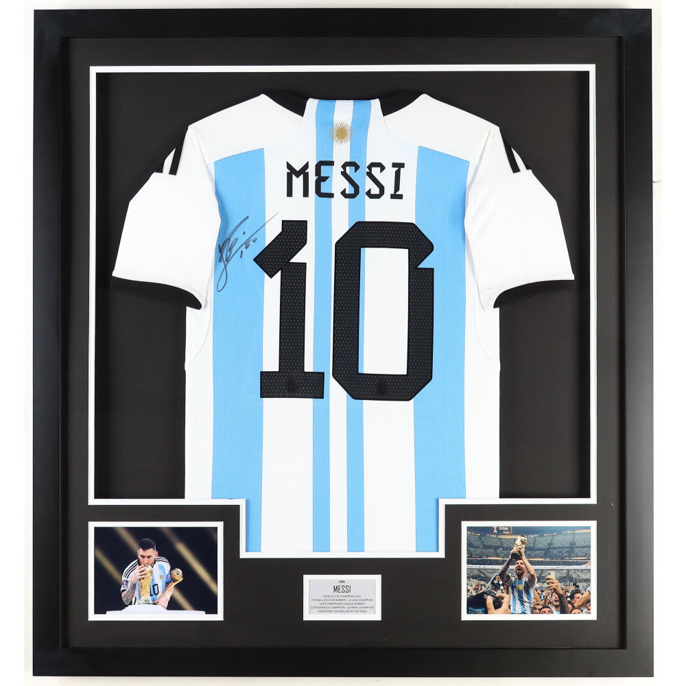 Lionel Messi Signed Team Argentina Custom Framed Jersey Display ...