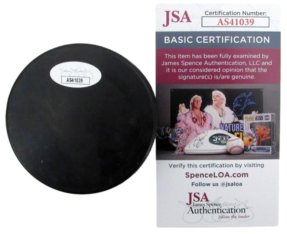 Jim Craig Signed 1980 Team USA Logo Hockey Puck (JSA) | Pristine Auction