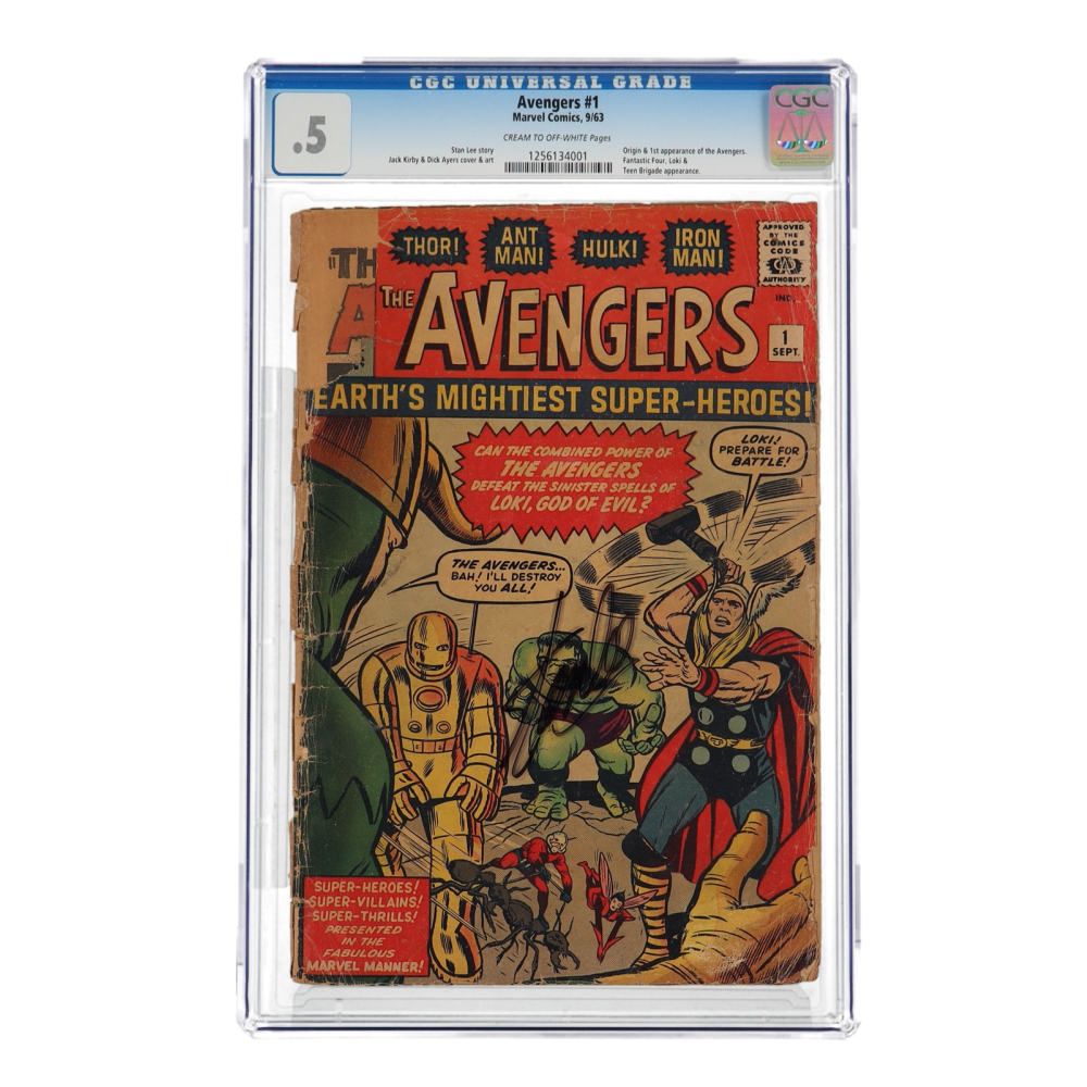 Stan Lee Signed Comic Book Encapsulation with 1963 "Avengers" Issue #1 ...