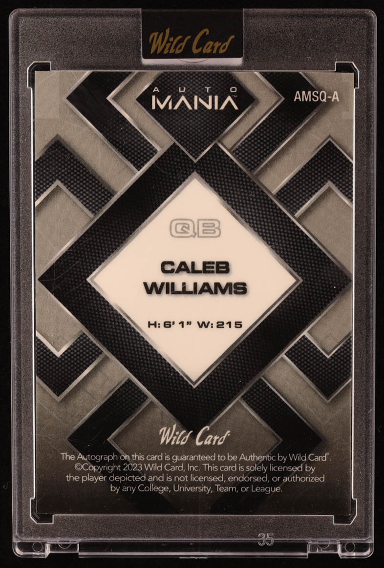 Caleb Williams 2023 Wild Card Auto Mania Pro Look Square Checkerboard ...