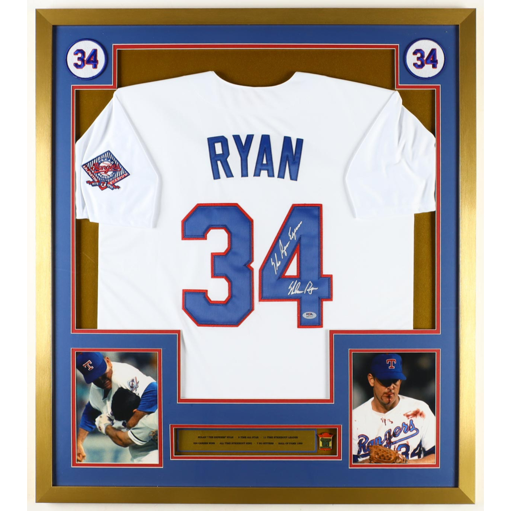 Nolan Ryan Signed Custom Framed Jersey Display with Retirement Pin ...