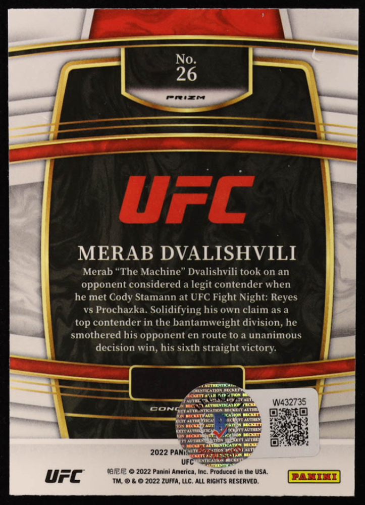 Merab Dvalishvili Signed 2022 Select UFC Prizms Orange Flash #26 ...