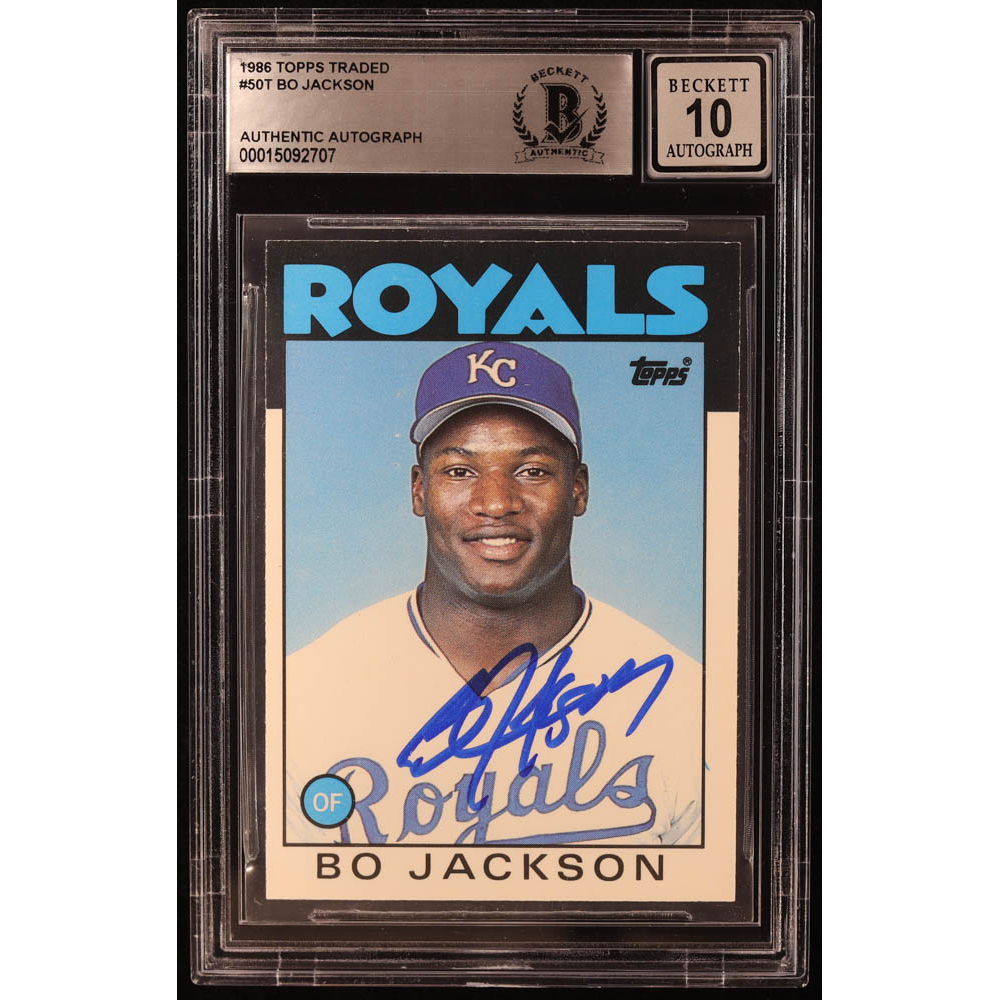 Bo Jackson Signed 1986 Topps Traded #50T XRC (BGS | Autograph Grade 10 ...