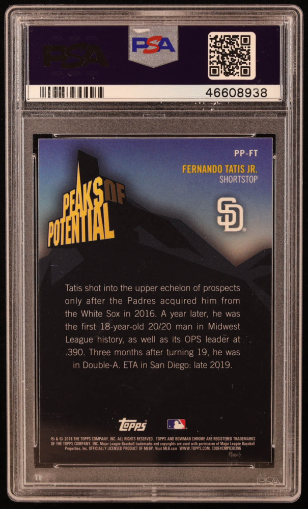 Fernando Tatis Jr. 2018 Bowman Chrome Peaks of Potential Refractors # ...