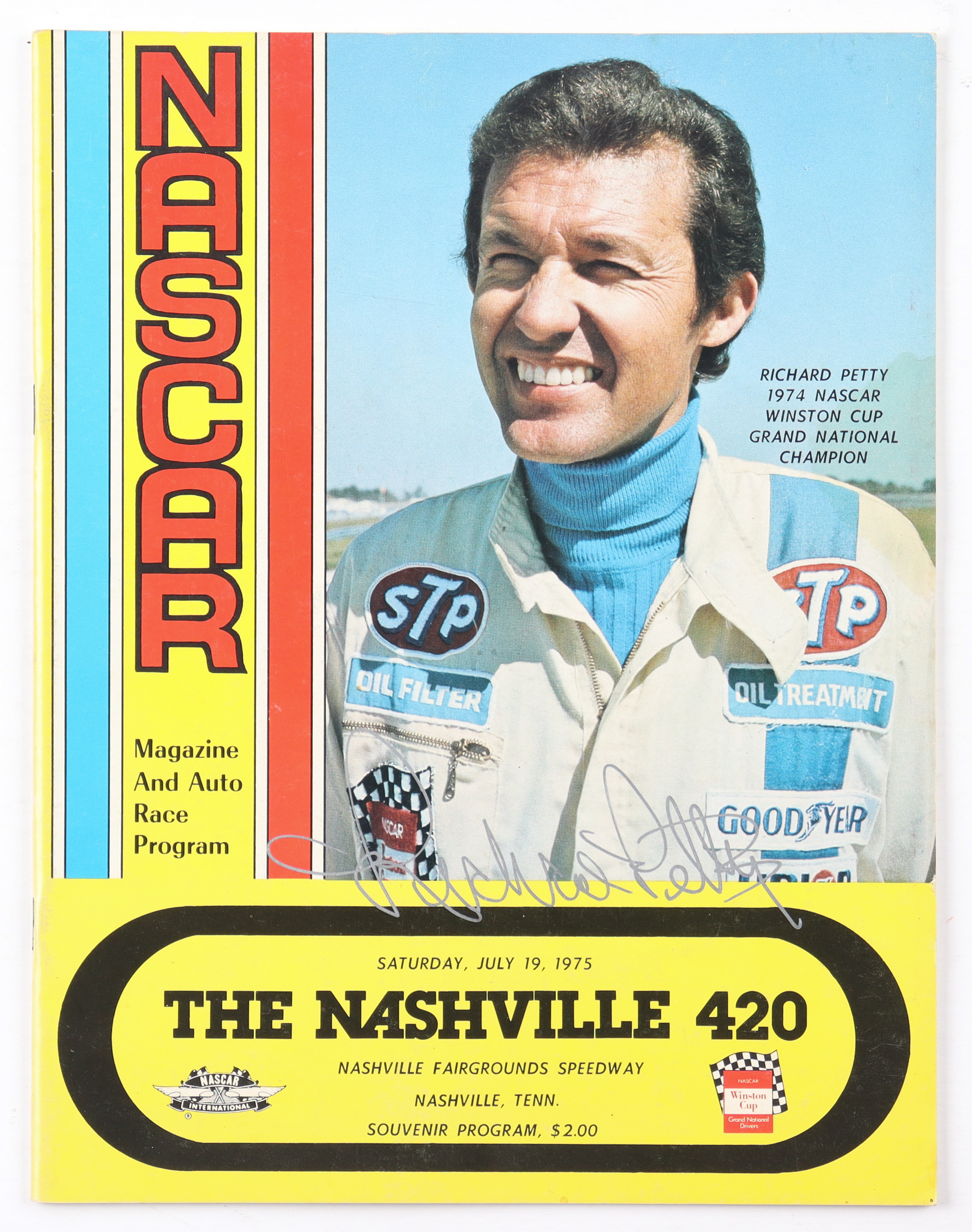 Richard Petty Signed Original Vintage 1975 Nashville Program Owned by ...