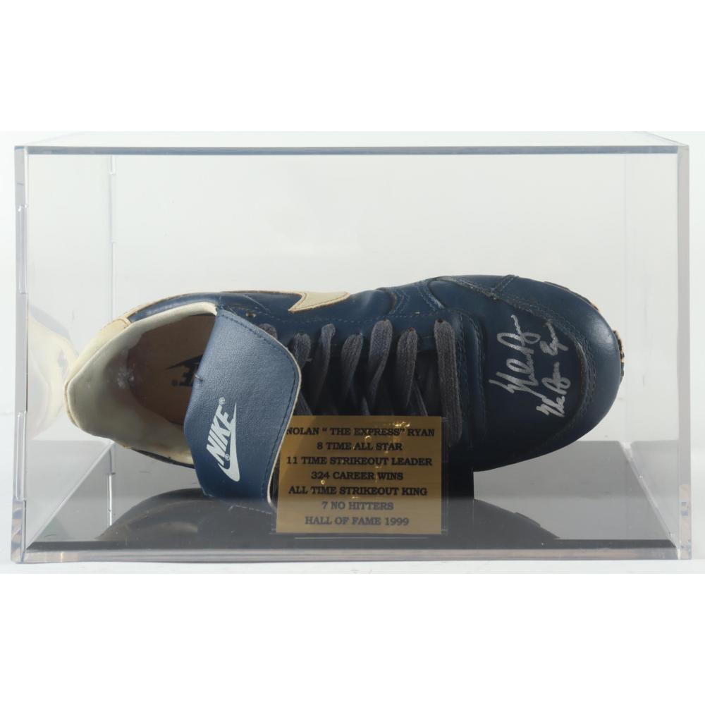 Nolan Ryan Signed Vintage Nike Baseball Cleat with Acrylic Display Case ...